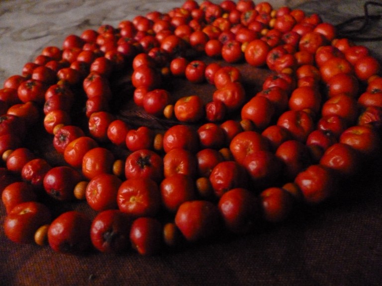 Making Rowan Berry Garlands & Charms